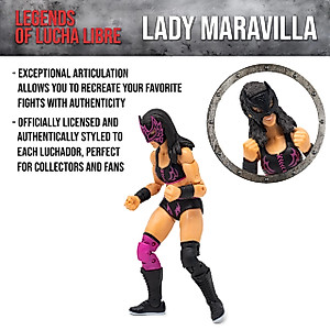 Boss Fight Studio Lady Maravilla, Legends of Lucha Libre Collectible Action Figure – Highly Articulated Figurine with Accessories Including Smartphone, Alternate Hands and Head, & Selfie Stick – 1:12