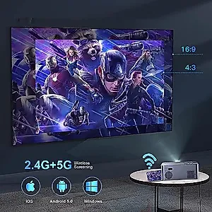 1080P HD Projector, 5G WiFi Bluetooth 4K Projector, PENMAMA 9500L Movie Mini Projector with Zoom/±15° Keystone/ 300" Display/Phone Mirroing, Compatible with HDMI, VGA, USB, Phone, TV, Laptop, PC, PS5