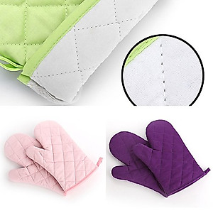 AkoMatial Oven Mitts Cotton Microwave BBQ Oven Cotton Baking Pot Glove Heat Proof Resistant Kitchen Cooking Pot Holder Tool for Barbecue Potholder Present Black