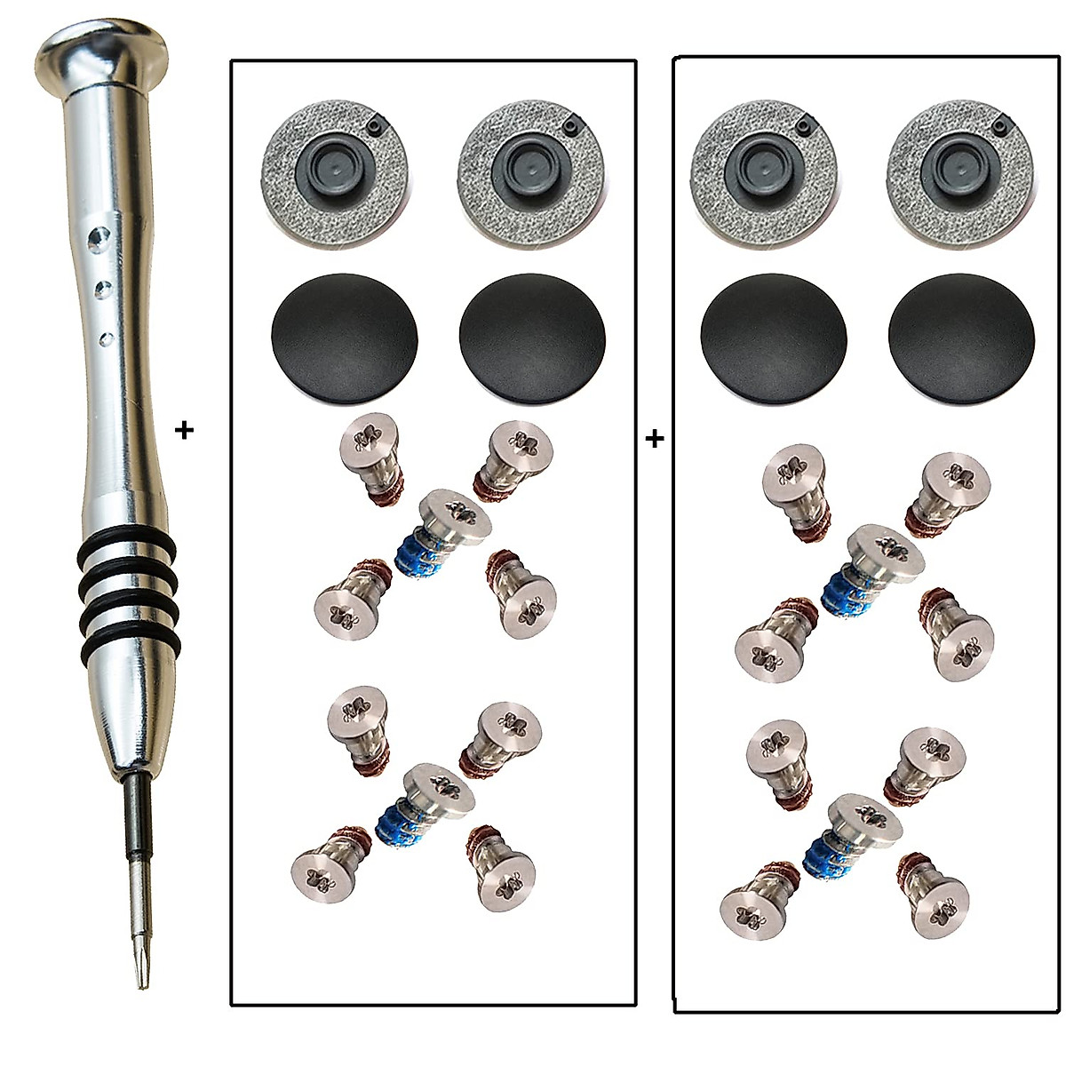 GODSHARK 2 Set (20pcs) Repair Replacement Screws Set +8 Pack Rubber Case Feet+ 1pcs 5-Point Pentalobe Screwdriver Compatible with Unibody MacBook Retina for A1425 A1502 A1398 13" 15" Bottom Case