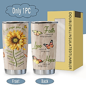 Joyloce Christian Religious Gifts for Women Faith, Inspirational Gifts for Women, Thank You Gifts, Birthday Gift for Women Her Wife Mom Daughter Friend, Sunflower Bible Coffee Mug Cup Tumbler 20oz