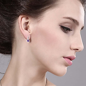 Gem Stone King 925 Silver Purple Amethyst and White Diamond Infinity Earrings For Women (0.97 Cttw, Gemstone February Birthstone, Round 5MM)