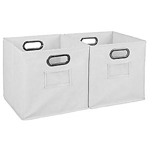 Niche Cubo Folding Fabric Storage Bins, Set of 2, White