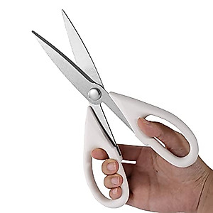 Food Scissors, SinYe White Kitchen Scissors with Protective Sheath, Long Blade Kitchen Shears for Chicken,All Purpose Scissors with Fine Serrations (white)