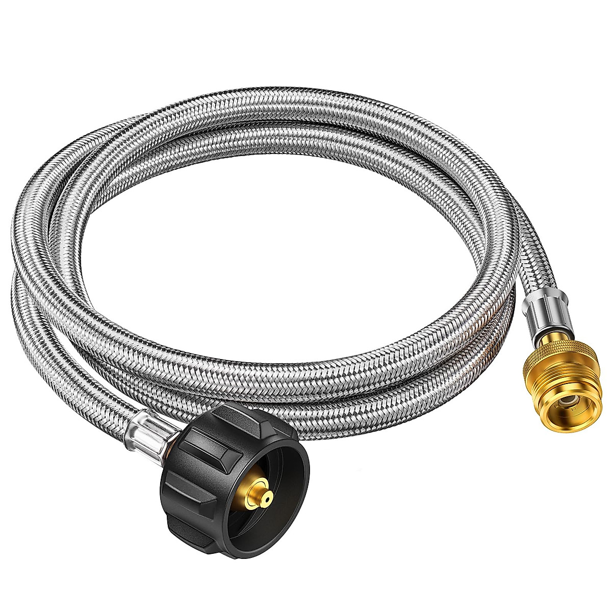 5ft Propane Hose Adapter 1lb to 20lb Converter for 5 lb to 40 lb Tanks, Anti-bite LP Tank Gas Hose for Weber Q Travel Grill/17”&22”Blackstone Griddle/Coleman Camping Stove/Mr Buddy Heater