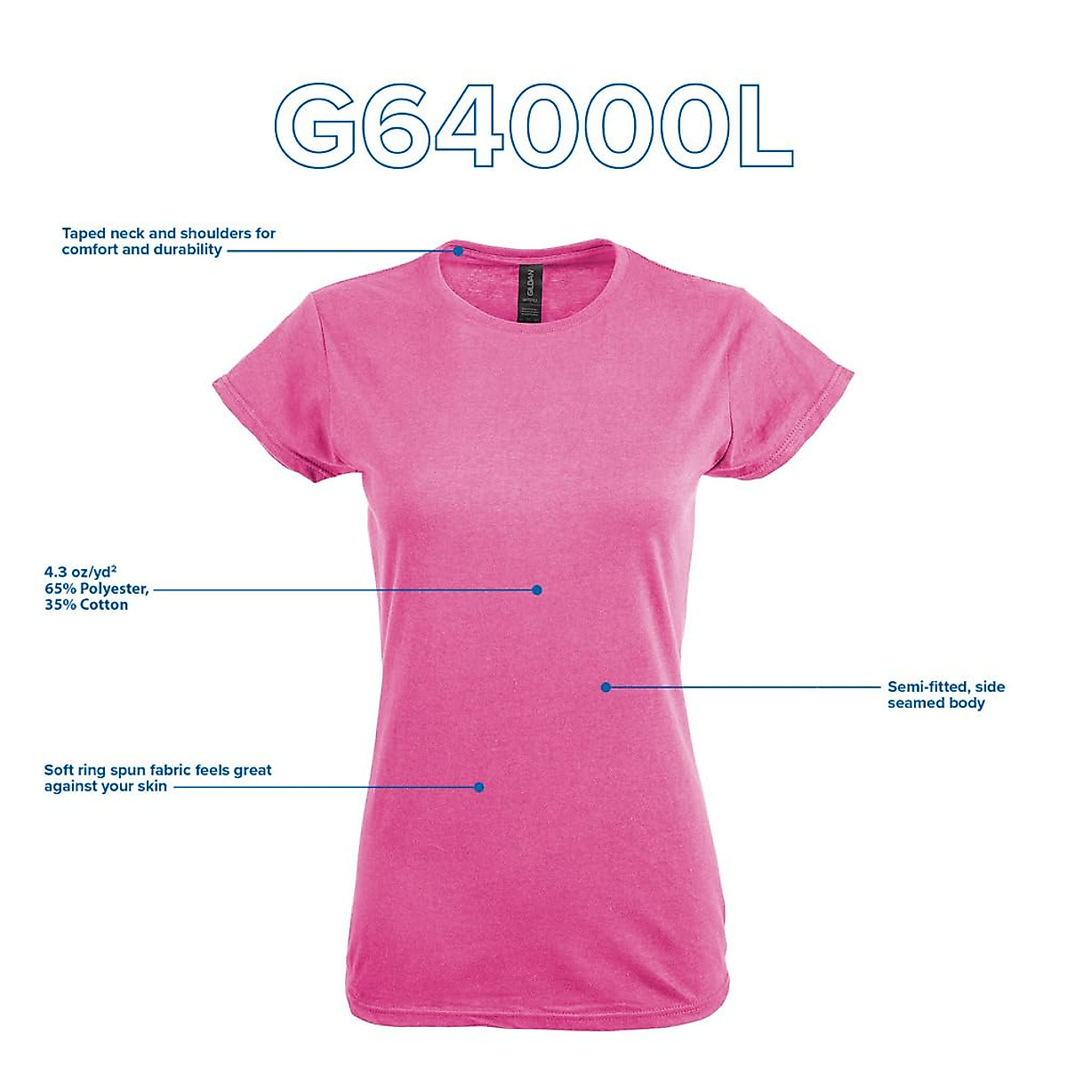 Gildan Women's Softstyle Cotton T-Shirt, Style G64000L, Multipack, Dark Heather (2-Pack), Small