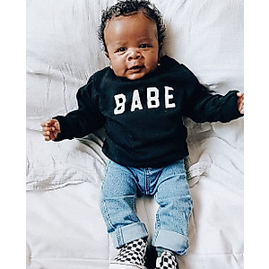 wdehow Newborn Toddler Baby Boys Girls Pullover Long Sleeve Babe Letters Print Sweatshirt Sweater Tops Fall Winter Clothes (Black, 0-6 Months)
