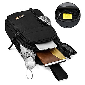 Gurislife Sling Bag For Men Women, Small 6L Mini Crossbody Bags Black Fanny Pack, Lightweight One Strap Shoulder Backpacks For Men, Sling Chest Bag Casual Daypack For Work Travel Camera Hiking, Black