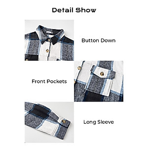 DOROSE Shackets For Women Flannel Shirt Fall Long Sleeve Button Down Plaid Jackets Coat (Black, X-Large)