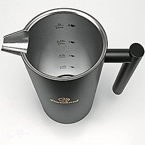 Panabaru French Press Coffee Maker 34oz Double-Wall Insulated Stainless Steel replacement filter included Tea Espresso and cold brew