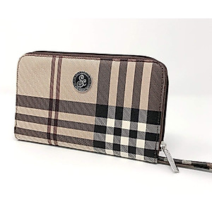 Savvycents Cash Budgeting Wallet (Brown plaid), Zip Around, Accordion File System, Wristlet Strap, Women's Wallet
