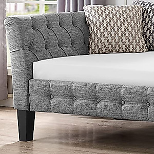 Rosevera Roche Upholstered D11 Button Tufted Fine Polyester Easy aseemble with Wooden Legs Twin Size Daybed Sleeper Couch for Living Room Bedroom, Dove Gray