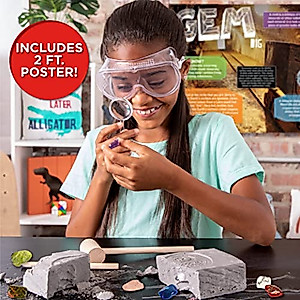 Discovery Kids Gemstone Dig Stem Science Kit by Horizon Group Usa, Excavate, Dig & Reveal 11 Real Gemstones, Includes Goggles, Excavation Tools, Streak Plate, Magnifying Glass & More