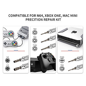 Showpin Game Repair screwdriver Kit: 23N1 MIni screwdriver set with Xbox Y00 T6 T8 T9 T10 Bit for Video Game Console controller for Nintendo Switch JoyCon PS4 PS5 Xbox