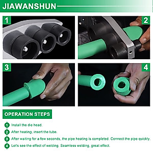 JIAWANSHUN Plastic Water Pipe Welder 110V Plastic pipe welding tool PP/PP-R/PE/PP-C Pipe Welding Machine with 0.79/0.98/1.30in Die Head (M32)