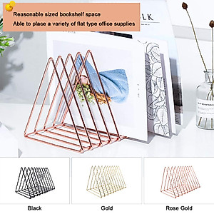 Urban Deco Triangle Desk Organizers Metal Wire Magazine Holder 10 Sections Decorative File Folder Organizer Vinyl Record Storage Office File Organizer For Desk - Rose Gold Magazine File Holder