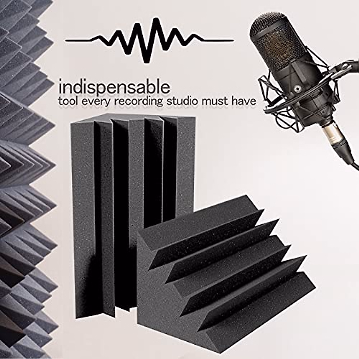 Acoustic Foam Bass Traps -12 Pack Wall Corner Studio Foam Blocks 12" X 7" X 7" Low-Frequency Sound Absorption Material for Home Studio and Theater etc. (12 Pack, Bass traps)