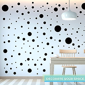Zonon 264 Pieces Polka Dots Sticker Circle Wall Decal for Bedroom, Playroom Decor Removable Vinyl Stickers Dots Wall Decals(Black)