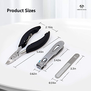 Nail Clipper Set, Toenail Clippers for Thick Hard Nails, Professional Podiatrist Heavy Duty Toe Nail Clippers and Nail File for Men and Adults, Seniors - Super Sharp Surgical Stainless Steel (black)