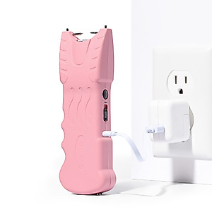 VIPERTEK Stun Gun with Safety Disable Pin LED Flashlight, Pink