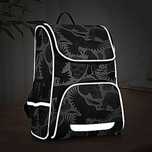 Sletend Backpack Gothic Crows Skulls Gothic School Backpack Travel Hiking Large Capacity Causal Daypack Bookbag Laptop Schoolbag with Reflective Tape for Boys Girls Adults