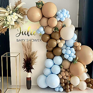 146Pcs Blue and Brown Balloon Garland Kit Double Stuffed Nude Neutral Balloon Arch Kit For Coffee brown baby shower Bridal Wedding Party Birthday Decorations