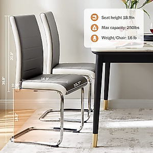 SICOTAS Dining Chairs Set of 4 - Modern Kitchen Chairs Faux Leather, High Back Dining Room Chairs with Metal Base, Upholstered Dinner Chairs, 4 PCS Armless Side Chair for Dining Room and Kitchen, Grey