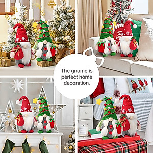 Ndeno 2PCS Christmas Gnome Plush Decorations, Red Handmade Scandinavian Tomte - Christmas Home Tabletop Elf Gnomes Decor Ornaments 01 01