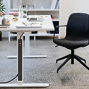 Metal 8 Outlet Mountable Power Strip with Switch,Wide Spaced Heavy Duty Wall Mount Power Strip Surge Protector 1200J,6FT 14AWG Braided Cord 15A 125V 1875W for Home Office Industrial Garage Commercial