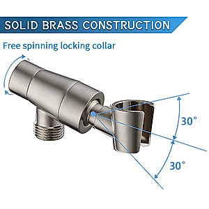 G-Promise Metal Shower Head Holder for Hand Held Showerhead, Adjustable Bracket, Shower Arm Adapter, Universal Shower Arm Mount, Brushed Nickel Finish