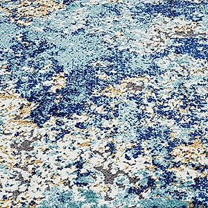 Persian Rugs 6490 Blue 8 x 11 Abstract Modern Area Rug