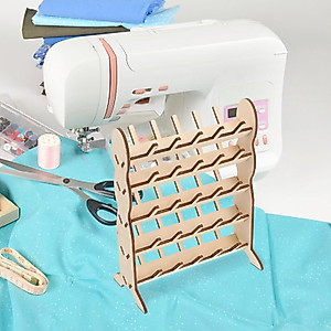 HOODANCOS Spool Sewing Thread Rack, Wall Mounted Wooden Thread Holder Organizer for Embroidery, Hair Braiding, Sewing
