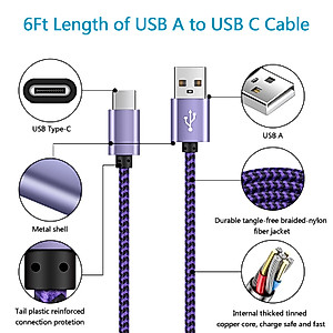 4Pack 6FT Fast USB Type C Cable for Google Pixel 9, 9 Pro XL Fold, iPhone 15, Pro, Samsung Galaxy A55 A35 A15 A54 5G, S24 S23 S23+ Plus Ultra S22 S21 S20 FE S10, A14 A03s, Phone Charger Charging Cord