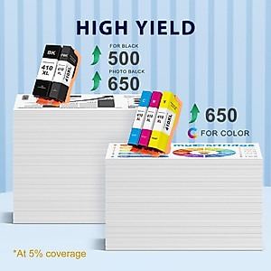 myCartridge Remanufactured Ink Cartridge Replacement for Epson 410XL 410 XL for Epson XP-7100 XP-640 XP-830 XP-630 XP-635 XP-530 Printer (Black, PBK, Cyan, Magenta, Yellow) 5 Pack