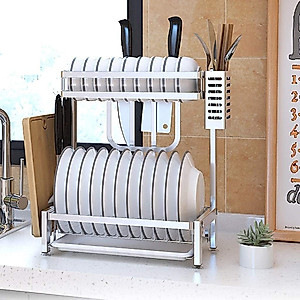 Plate Rack Draining Dish Rack 304 Stainless Steel Dish Drain Rack Kitchen Rack Small Dishware Storage Rack for Kitchen Countertop Pan Plate Holder (Color : A)