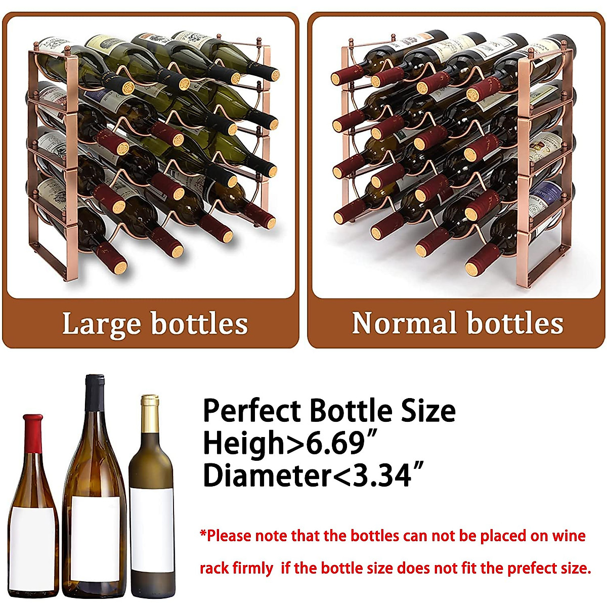 TONLEA 4 Tier Wine Bottle Holder, 16 Bottles Wine Storage, Wine Bottle Rack Stackable, Wine Storage Rack for Cabinet Pantry(Black, Version 1.0)