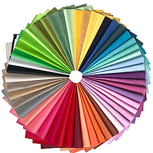 Misscrafts 50pcs Top Cotton Craft Fabric Bundle Squares Fat Quarters Quilting Fabric Pure Colour for Sewing Crafting Patchwork DIY Scrapbooking (20x20cm)