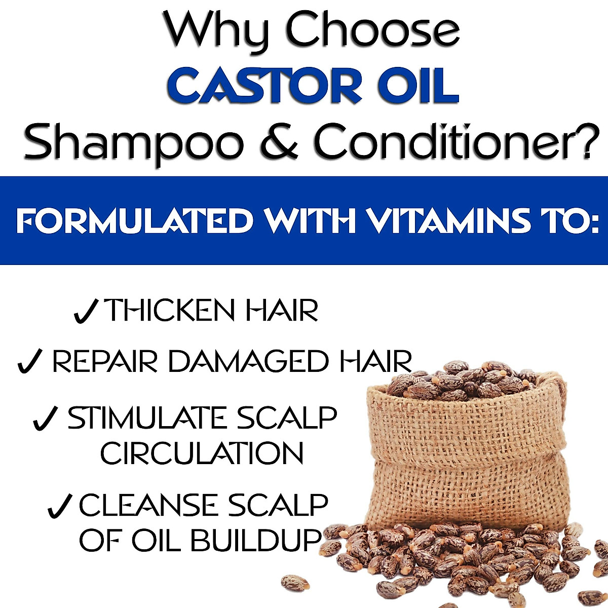 Ultra Volumizing, Growth Stimulating Organic Castor Oil Shampoo and Conditioner Set. Huge 26.5 oz Shampoo Conditioner Combination Pack to Strengthen, Grow and Restore.