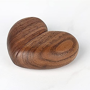 Wooden Ring Box Heart Shaped Ring Box for Wedding,Proposal,Engagement Ring Box,Wood Ring Case Wood Ring Holder Gift (True Love Eternal Black Walnut)