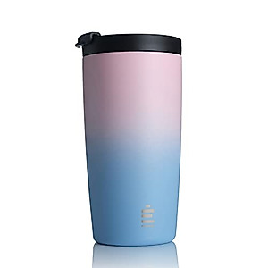 HYDRATE Travel Coffee Mug, Reusable Coffee Cup with Leak-proof Lid, Multiple Colors, Stainless Steel Thermal Mug for Hot and Cold, 500ml Insulated Coffee Mug for Men, Women & Adults (Cotton Candy)