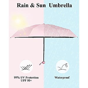 Fabbay 6 Pcs Mini Travel Umbrella for Purse Compact 8 Ribs Lightweight Tiny Folding Portable Umbrella Windproof Parasol with UV Protection Pocket Umbrella for Sun and Rain Protection Girls Women