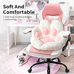 Ditucu Cat Paw Cushion Kawaii Chair Cushions 27.5 x 23.6 inch Cute Stuff Seat Pad Comfy Lazy Sofa Office Floor Pillow for Gaming Chairs Room Decor White