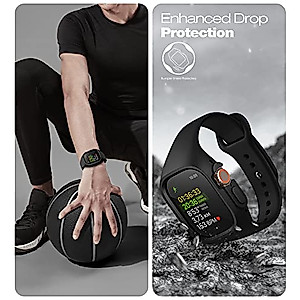 SURITCH Sport Band Case for Apple Watch Ultra 2/ Apple Watch Ultra 49mm, 2-in-1 Soft Silicone Wristbands with Bumper Protective iWatch Case Cover for Men Women, Black