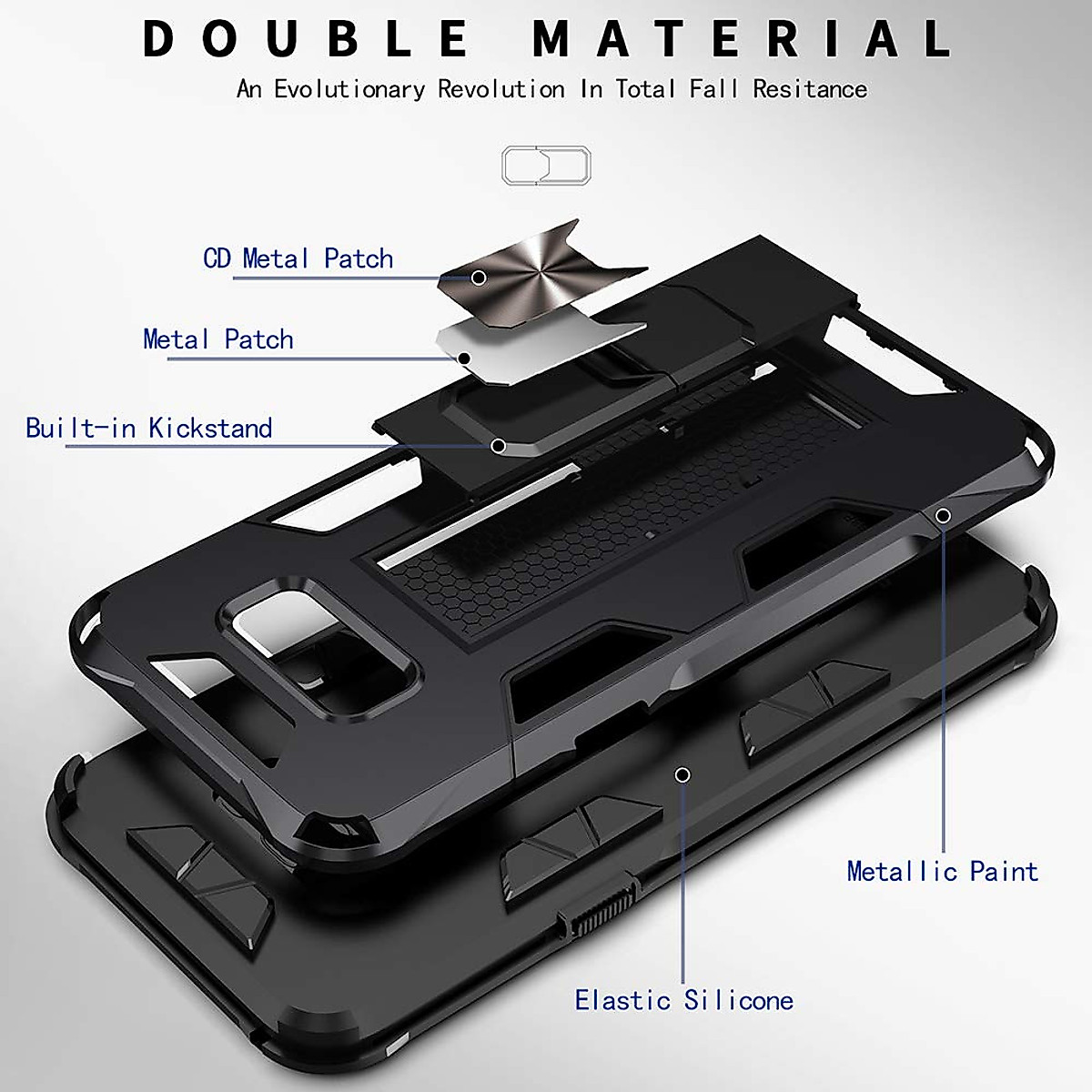 for Samsung Galaxy S8 Plus Case Samsung Galaxy S8+ Case Military Grade Built-in Kickstand Case Holder Armor Heavy Duty Shockproof Cover Protective for Samsung Galaxy S8 Plus Phone Case (Black)