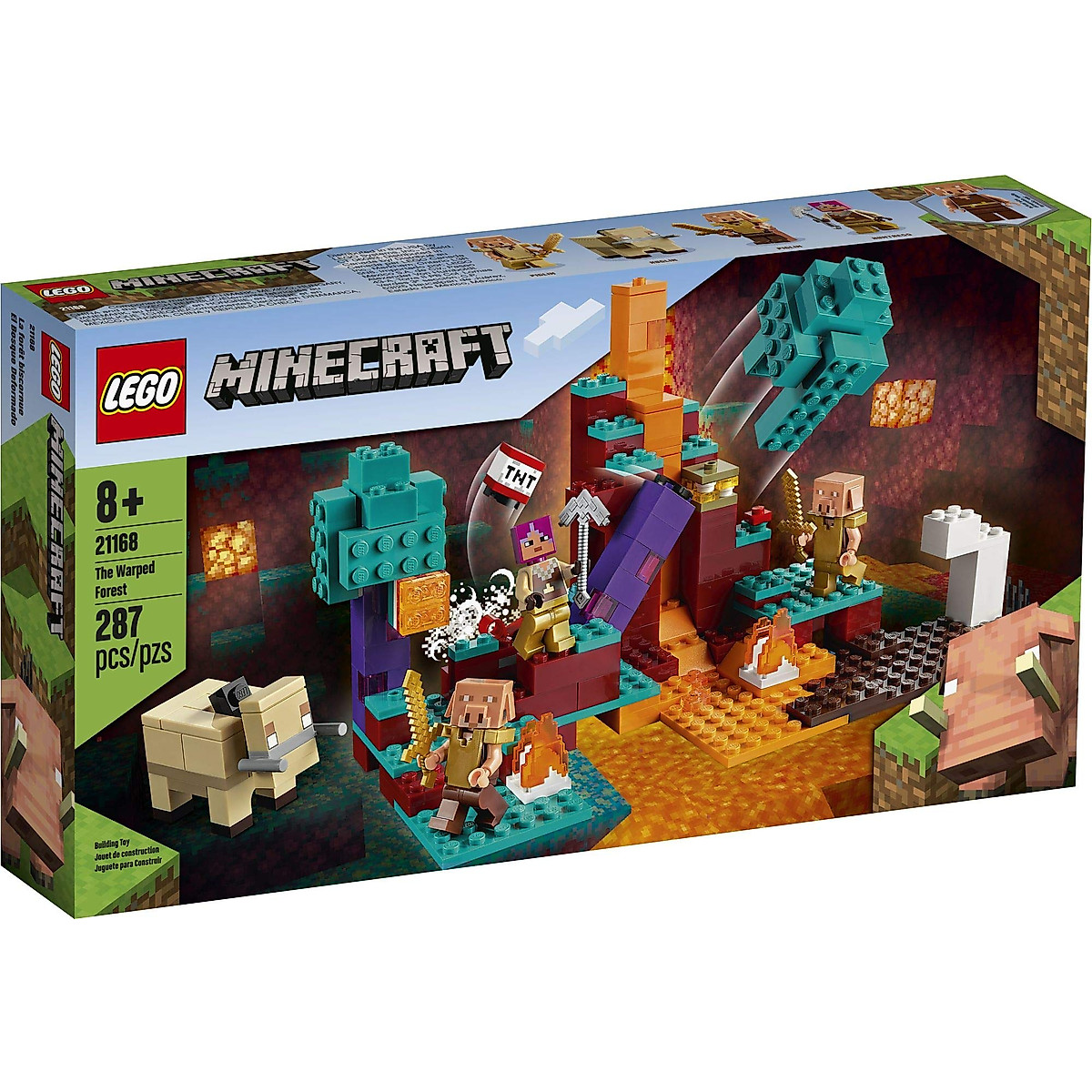 LEGO Minecraft The Warped Forest 21168 Hands-on Minecraft Nether Creative Playset; Fun Warped Forest Building Toy Featuring Huntress, Piglin and Hoglin (287 Pieces)