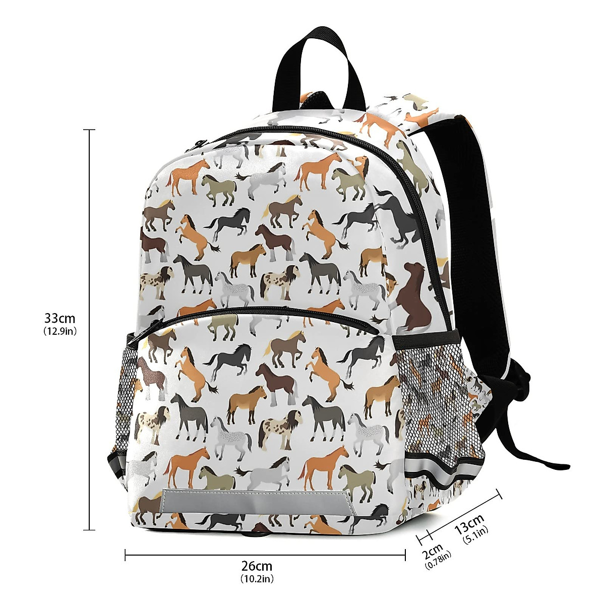 Glaphy Cute Horse Backpack for Kids, Boys and Girls, Toddler Backpack for Daycare Travel School, Preschool Bookbag with Chest Strap