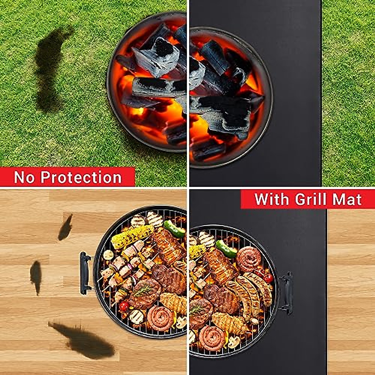 Grill Mat for Outdoor Grill Deck Protector, 65 x 36 Large Under In BBQ Mats for Grilling Double-Sided for Indoor, Gas Grill Sheets,Waterproof,Oil-Proof,Suitable for Fireplace Mat,Fire Pit Floor Mat