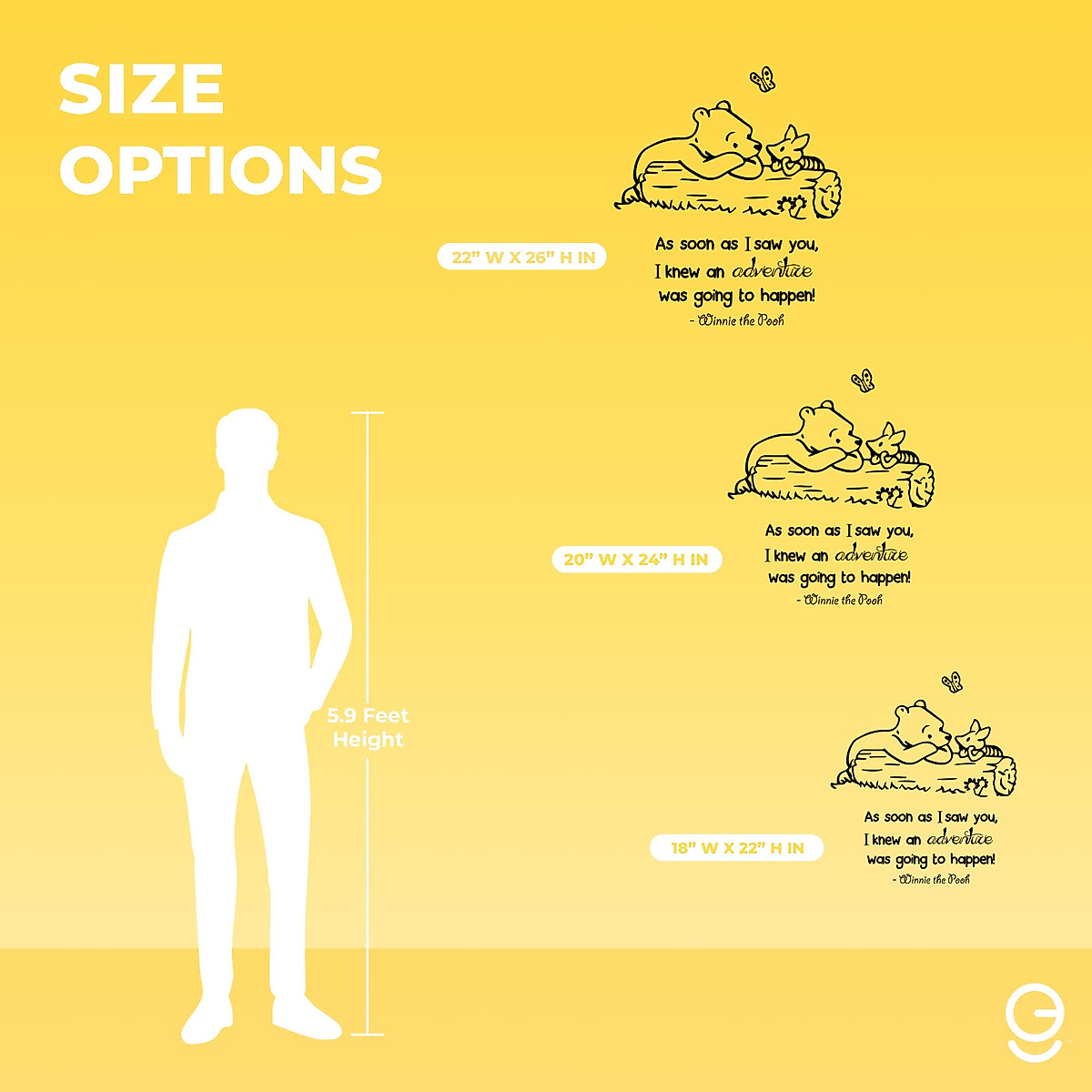 Winnie Pooh - As Soon As I Saw You Quote Baby Room Wall Decal- Decal for Baby's Room- Quote Mural Decal (Wide 22" x 26" Height)