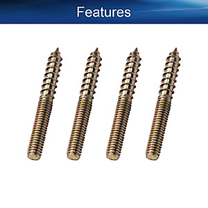 Yinpecly 10Pcs Carbon Steel Double Headed Hanger Bolts 2 inch Length Self-Tapping Screw for Furniture Installation M6×50 Bronze