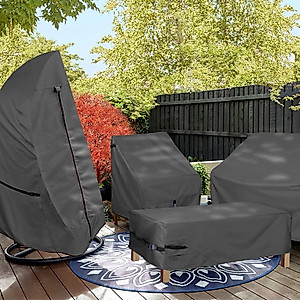 Porch Shield Patio Hanging Egg Chair Cover - 600D Waterproof Outdoor Single Seat Wicker Swing Egg Chair with Stand Protector, Black
